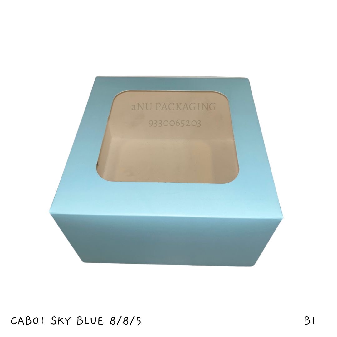 CAKE BOX WINDOW (8*8*5) – SKY BLUE – aNU PACKAGING