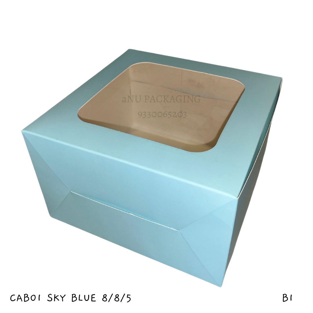 CAKE BOX WINDOW (8*8*5) – SKY BLUE – aNU PACKAGING