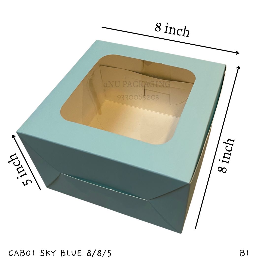 CAKE BOX WINDOW (8*8*5) – SKY BLUE – aNU PACKAGING